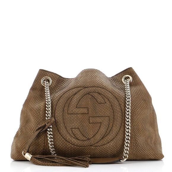 Gucci | Bags | Gucci Soho Chain Strap Shoulder Bag Python Medium Brown ...